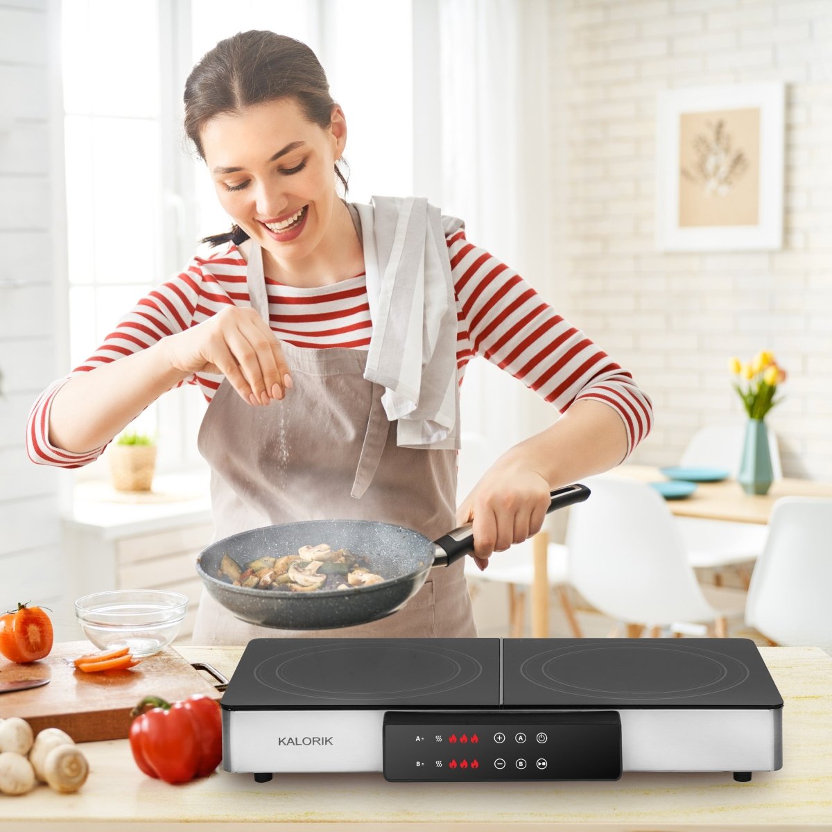 Kalorik MAXX 2-in-1 Electric Griddle & Double Cooktop